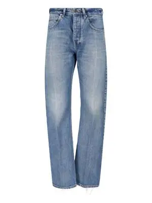 Balenciaga Cotton Denim Jeans With Cowhide Detailing - Blue
