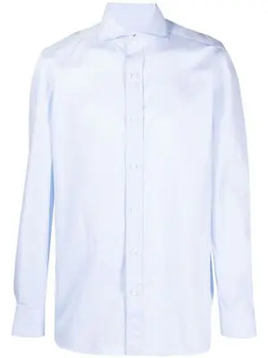 LUIGI BORRELLI Light Cotton Long Sleeve Button-up Shirt For - Light Blue
