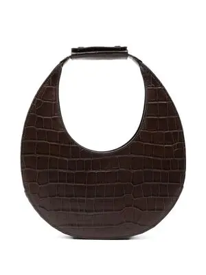 Staud Embossed Top Handle Handbag With Protective Dust Cover - Brown