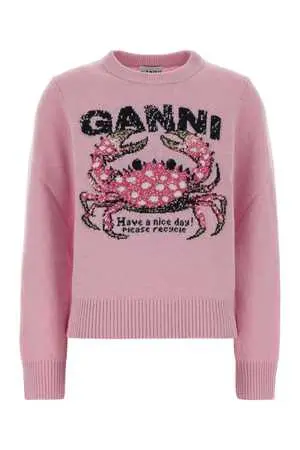 GANNI Wool-blend Crewneck Sweater