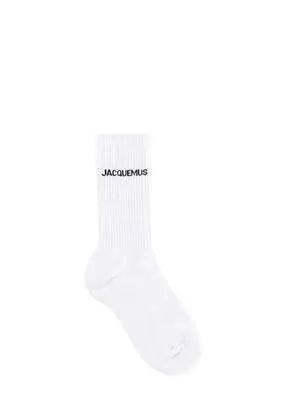 Jacquemus Logo Cotton Blend Crew Socks - White