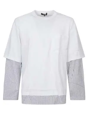 Comme Des Garçons Striped-sleeve T-shirt - White