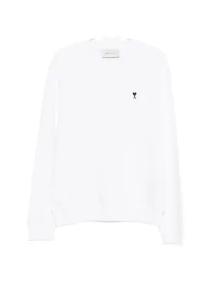 AMI Paris Cotton Sweatshirt With Heart Detail - White
