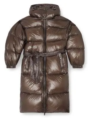 DIESEL® Detachable Hood Down-filled Nylon Jacket With Self-tie Belt