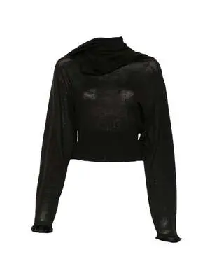 Rick Owens Long-sleeve Virgin Wool Top With Neck Scarf