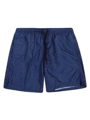 DRUMOHR Geometric Print Drawstring Swim Shorts With Patch Pocket - Navy