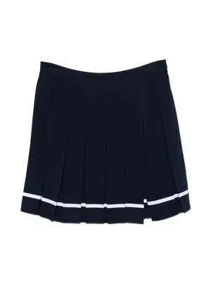 Iceberg Pleated Mini Skirt With Contrast Piping - Navy