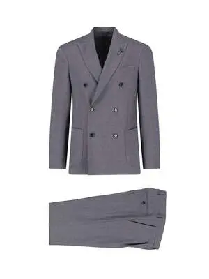 LARDINI Wool-cashmere Blend Double-breasted Dress Coat - Grey