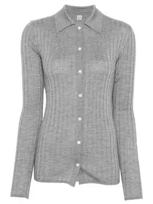 TOTEME Cashmere And Silk Rib-trim Cardigan With Button Closure