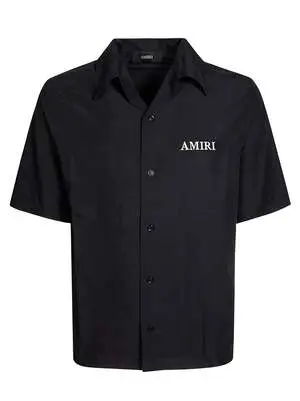 Amiri Camp Logo T-shirt In Modal-poly Blend - Nero