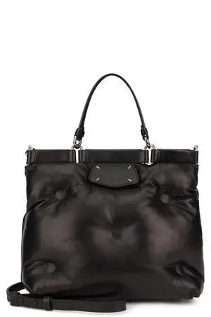 MAISON MARGIELA Glam Slam Leather Tote Handbag With Adjustable Strap, 26 X 24 X 11 Cm - Black
