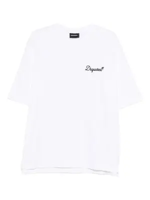 Dsquared2 Embroidered Logo Short Sleeve Crew Neck T-shirt For - White