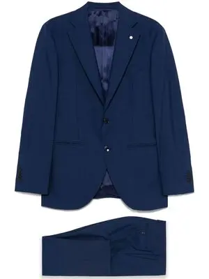 LUIGI BIANCHI Front Button Fastening Suit With Internal Pocket And Vents
