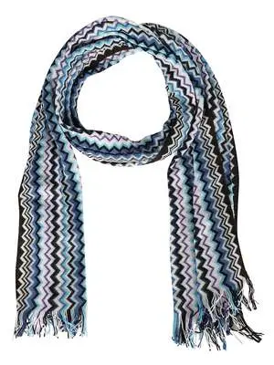 Missoni Zigzag Pattern Scarf For - Navy