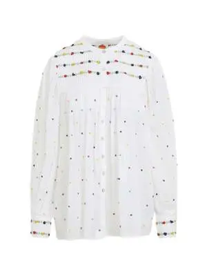 Farm Rio Embellished Cotton Shirt - White