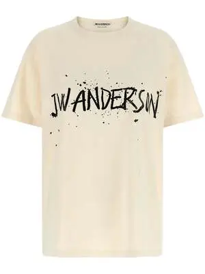 JW Anderson Logo Print Straight Hem T-shirt For - Beige