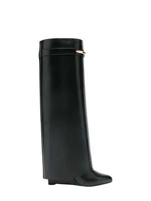 Givenchy Knee-high Metal Detail Wedge Boots - Black