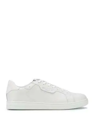 Michael Kors Premium Leather Round Toe Lace-up Sneakers - White