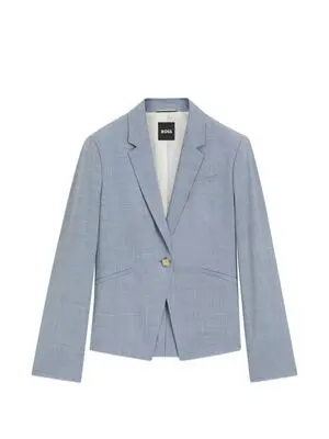 BOSS BLACK Slim-fit Melange Virgin Wool Blazer - Grey
