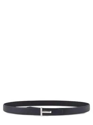 TOM FORD Leather Belt With Logo Buckle - Navy