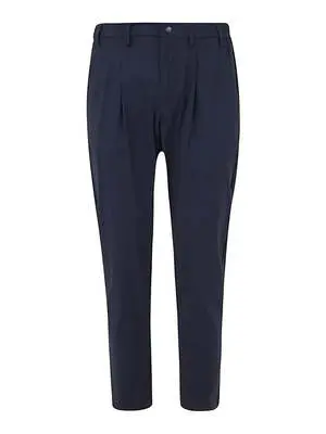 PEOPLE OF SHIBUYA Pleated Stretch Trousers - Navy