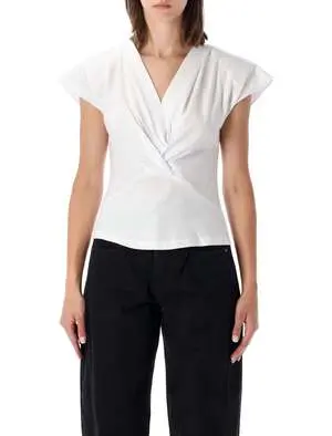 MARANT ETOILE Nadrine Wrap-effect Draped Mini T-shirt - Bianco