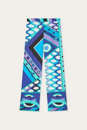 Emilio Pucci Mid-rise Printed Silk Trousers - Blu