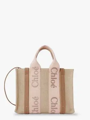 Chloé Woody Linen Canvas And Leather Crossbody Bag - Multicolor