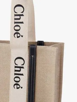 Chloé Woody Linen Shoulder Bag - Multicolor