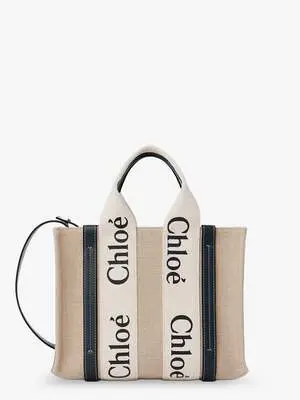 Chloé Woody Linen Canvas And Leather Crossbody Bag - Multicolor