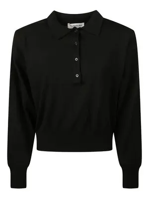 THE FRANKIE SHOP Croydon Wool Blend Polo Shirt - Black