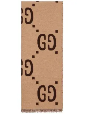 Gucci Gg Wool Scarf - Brown