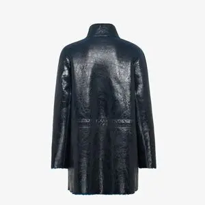 Fendi High-neck Leather Blouson With Sheepskin Lining