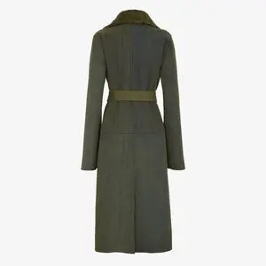 Fendi Long Wrap Coat With Peak Lapel And Belted Detail
