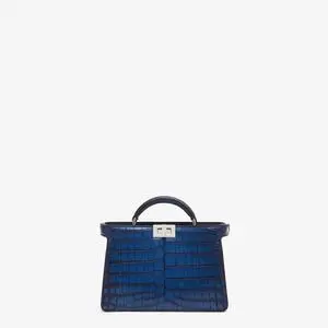 Fendi Peekaboo Iseeu Xcross Bag In Crocodile - Blue