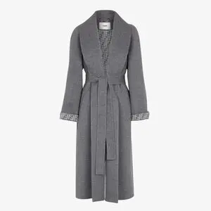 Fendi Wool Midi Coat With Shawl Collar And Matching Belt