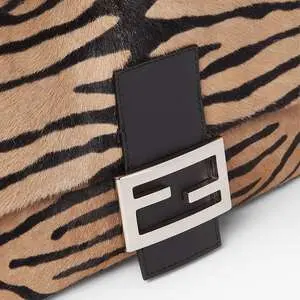 Fendi Baguette® Tiger Print Pony-effect Calfskin Bag - Brown