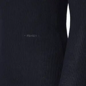 Fendi Long-sleeve Ribbed Wool V-neck Jumper
