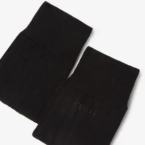 Fendi Ribbed Cotton Socks With Logo Detail