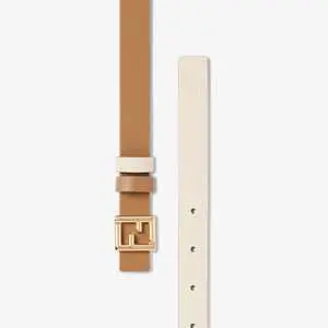 Fendi Ff Buckle Leather Belt - Beige