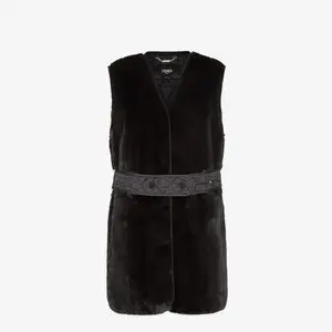 Fendi Mink Midi Gilet - Black