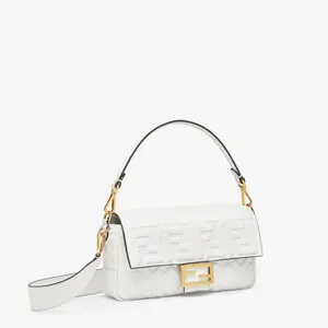 Fendi Baguette Medium Bag In Nappa Leather With Ff Motif - White