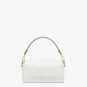 Fendi Baguette Medium Bag In Nappa Leather With Ff Motif - White