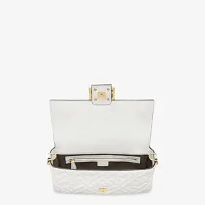 Fendi Baguette Medium Bag In Nappa Leather With Ff Motif - White