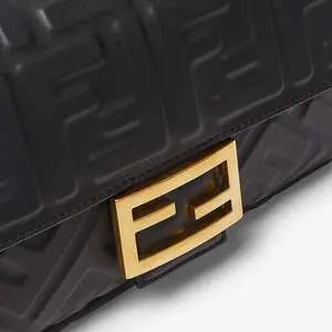 Fendi Baguette Bag In Nappa Leather With Embossed Ff Motif
