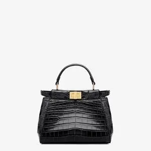 Fendi Peekaboo Mini Crocodile Leather Bag - Black