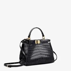 Fendi Peekaboo Mini Crocodile Leather Bag - Black