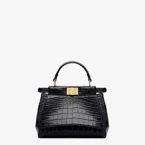 Fendi Peekaboo Mini Crocodile Leather Bag - Black