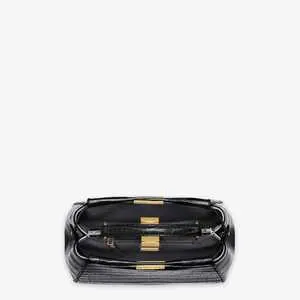 Fendi Peekaboo Mini Crocodile Leather Bag - Black