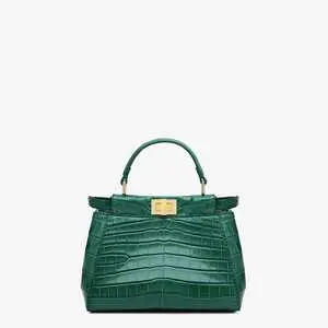 Fendi Peekaboo Mini Crocodile Handbag - Green